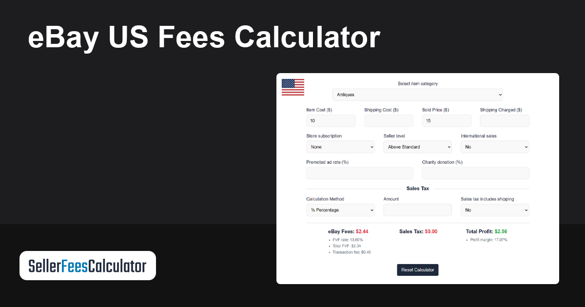 eBay US Fee Calculator - Accurate Seller Fee Breakdown